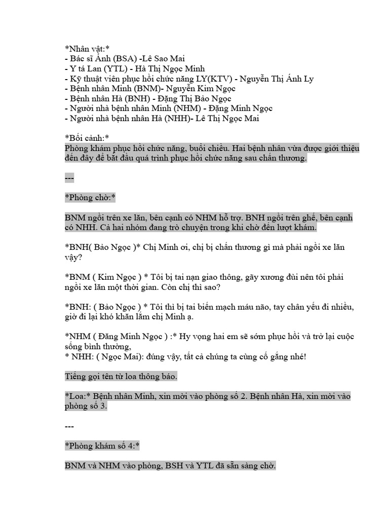 Kịch bản TLH nhóm 2 | PDF