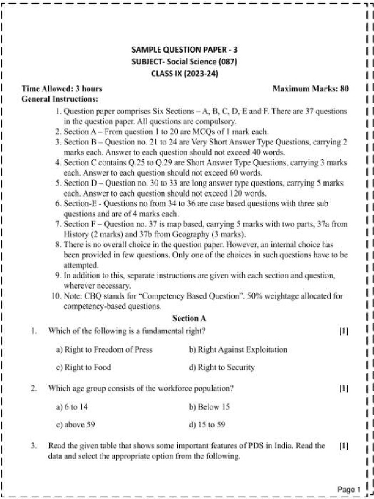Sample Paper Set 3 | PDF