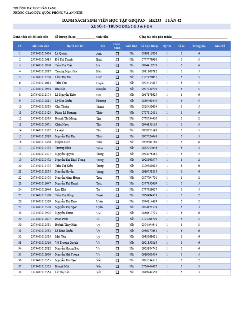 (PDF) HK233-T42 - DSSV Theo Xe Lư T Đi - 06 | PDF