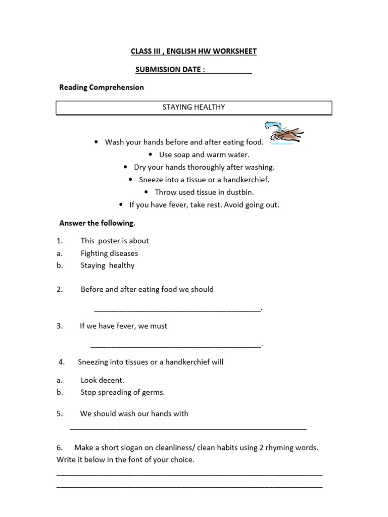CBSE Class 3 English Practice Worksheets (86) - Reading Comprehension | PDF