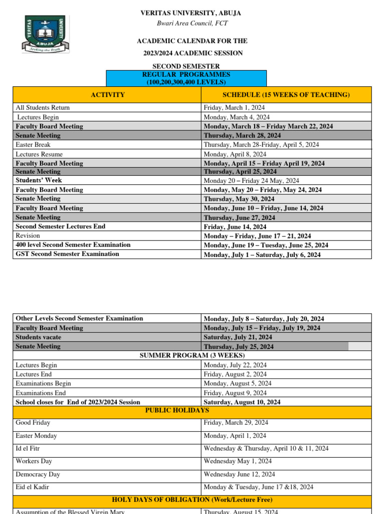 2ND Semester, 2023-2024 Academic Calendar | PDF | Academic Term ...