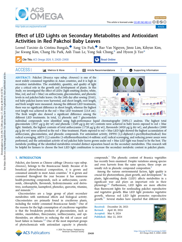 Effect of LED Lights On Secondary Metabolites and Antioxidant ...