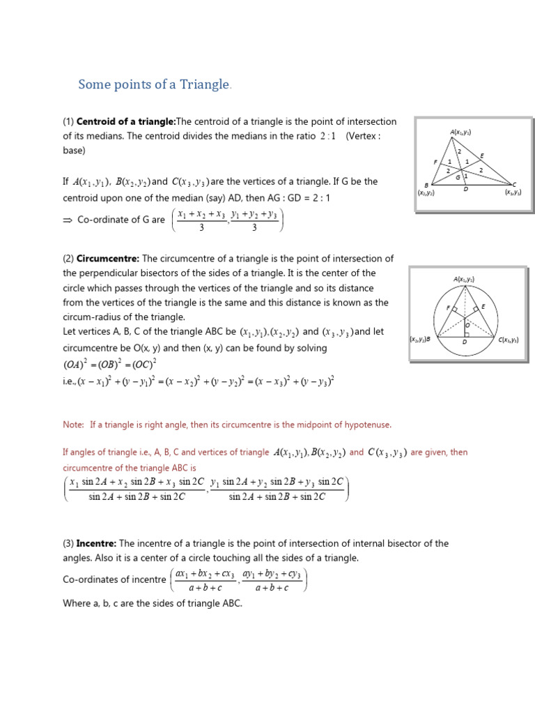 Coordinate Some points of a triangle | Download Free PDF | Triangle ...