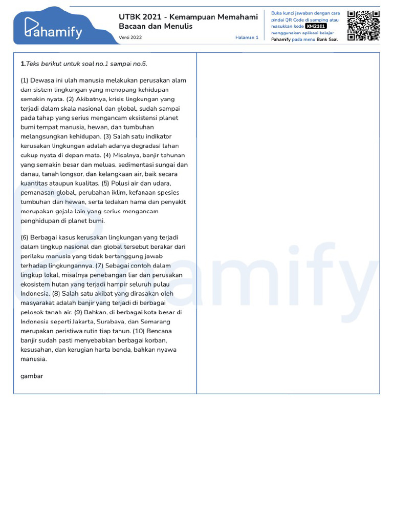 Soal UTBK 2021 - Kemampuan Memahami Bacaan Dan Menulis | PDF