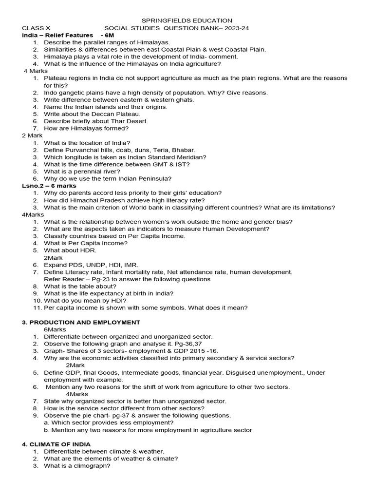 10th Social Studies Question Bank 1 | PDF | Constitution
