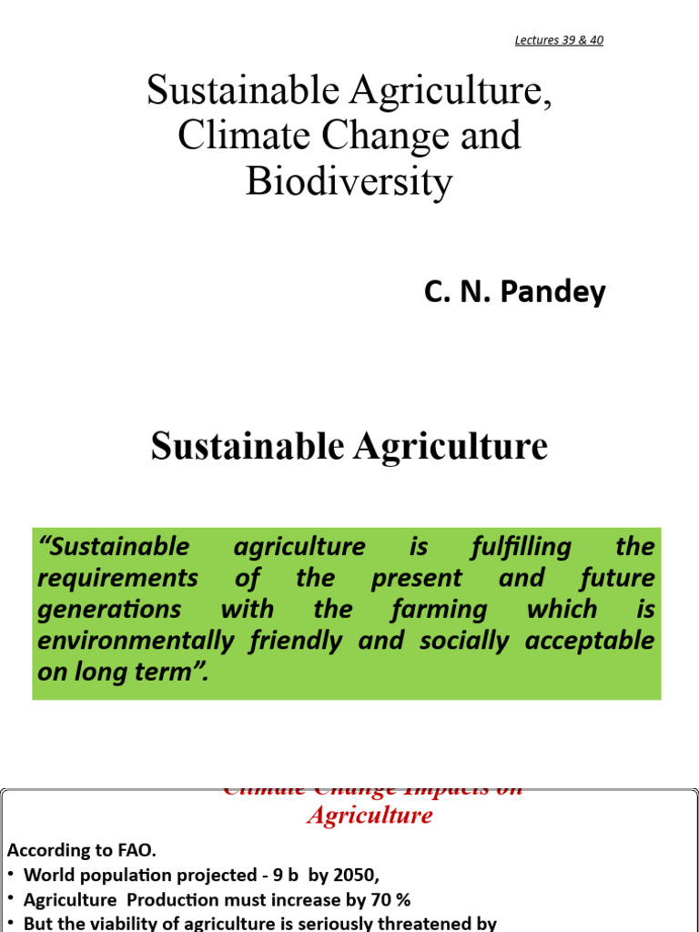 Lectures 39 40 Sustainable Agriculture Pdf Agriculture Climate