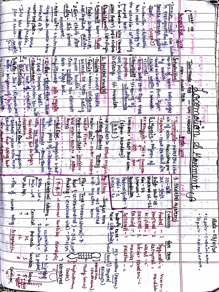Locomotion and Movement Bio Short Notes | PDF
