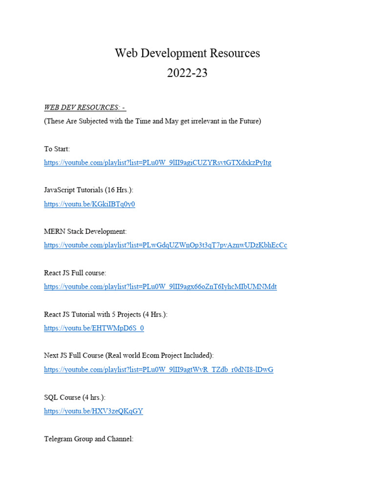 Web Development Resources | PDF