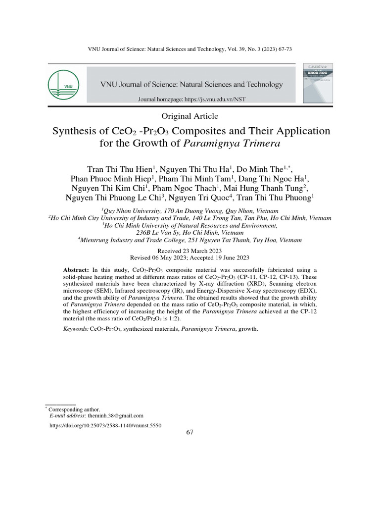 Synthesis of CeO2-Pr2O3 Composite | PDF