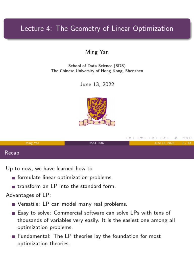 Lecture 04 Pdf Linear Programming Mathematical Optimization