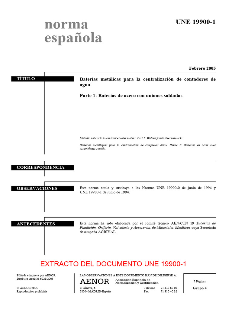 (EX)UNE_19900-1=2005-5 | PDF | Acero | Sector secundario de la economía
