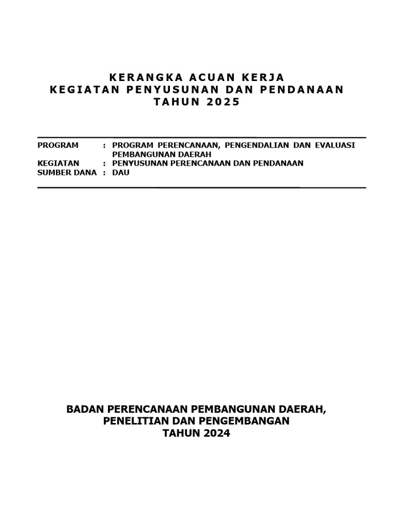 Contoh KERANGKA ACUAN KERJA 2025 | PDF