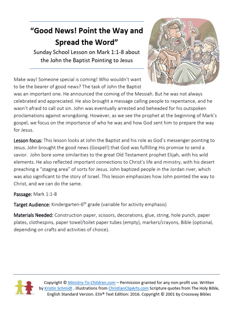 Sunday School Lesson John the Baptist Points the Way | PDF | John The ...