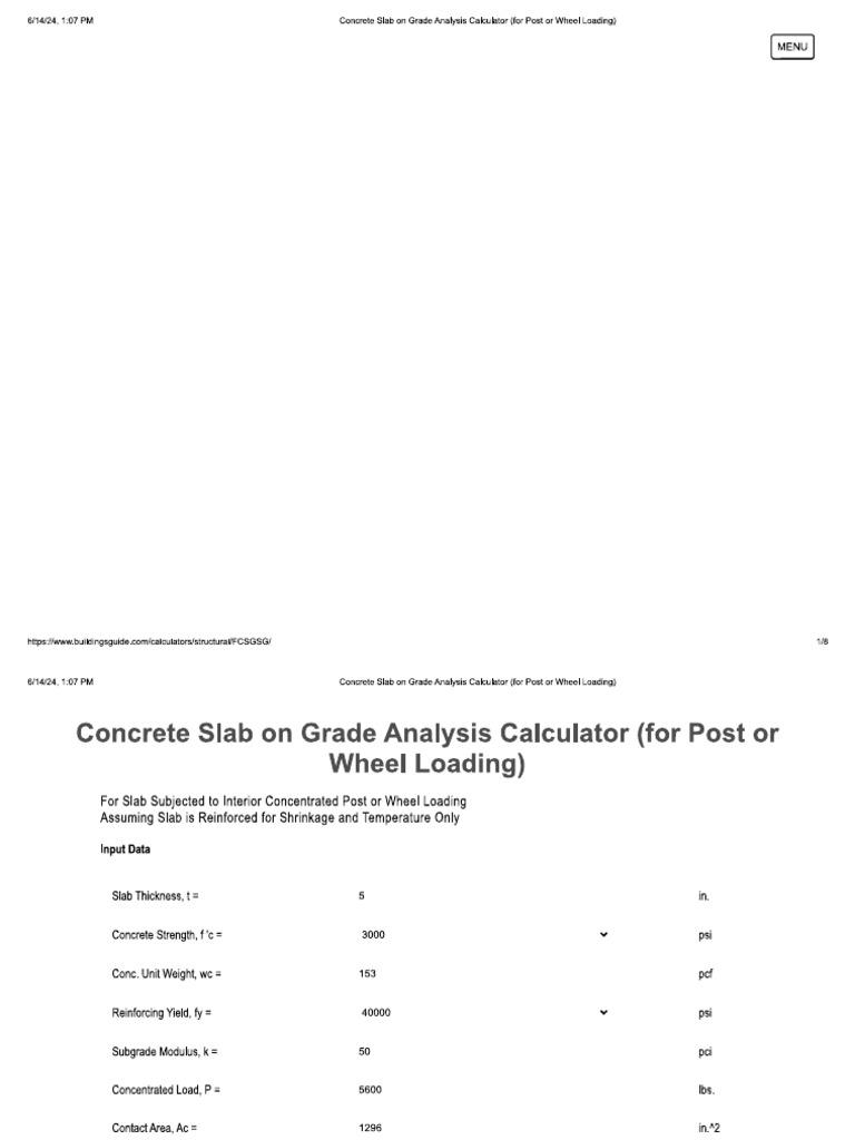 Analysis of 125 Grade Slab With 8 Tons Crane Loading | PDF