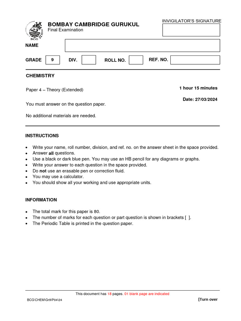 G9 Chem P4 | PDF | Chemical Reactions | Oxide