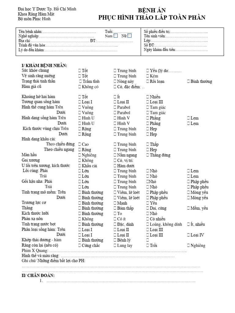 Benh An PHTLTP | PDF