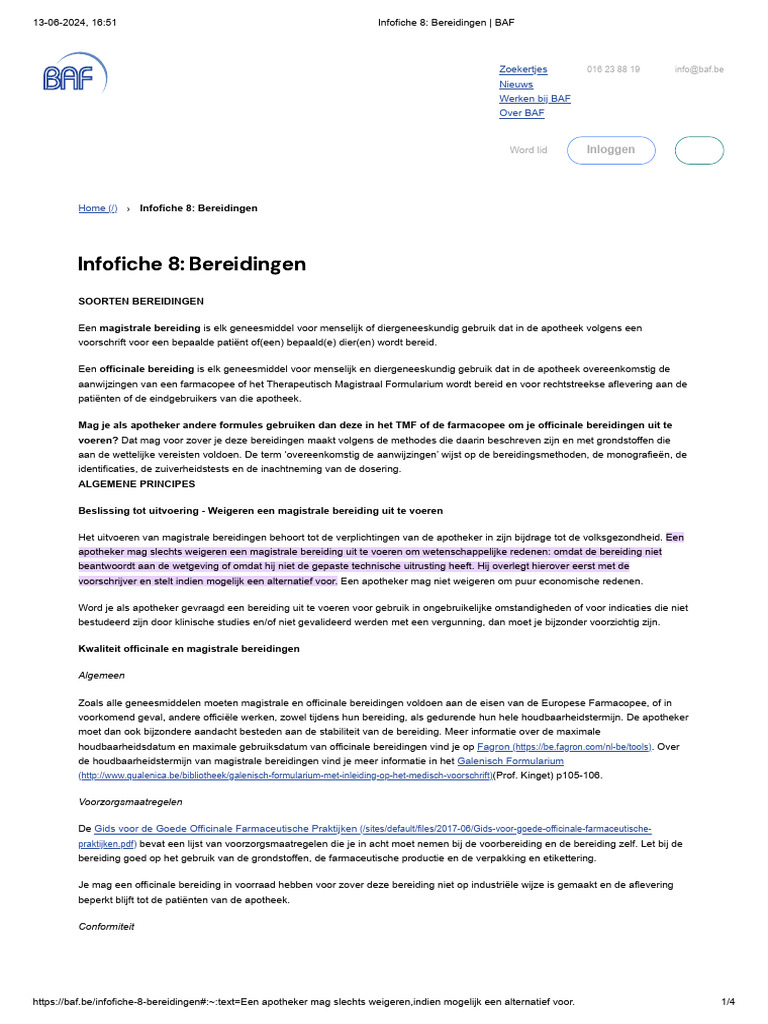 Infofiche 8: Bereidingen: Zoekertjes Nieuws Werken Bij BAF Over BAF | PDF