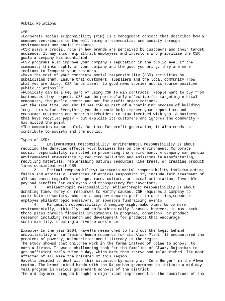 PR Notes | Download Free PDF | Public Relations | Corporate Social ...