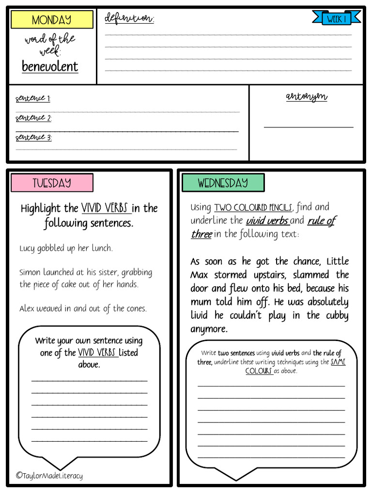 Benevolent: Highlight The Vivid Verbs in The Following Sentences | PDF ...