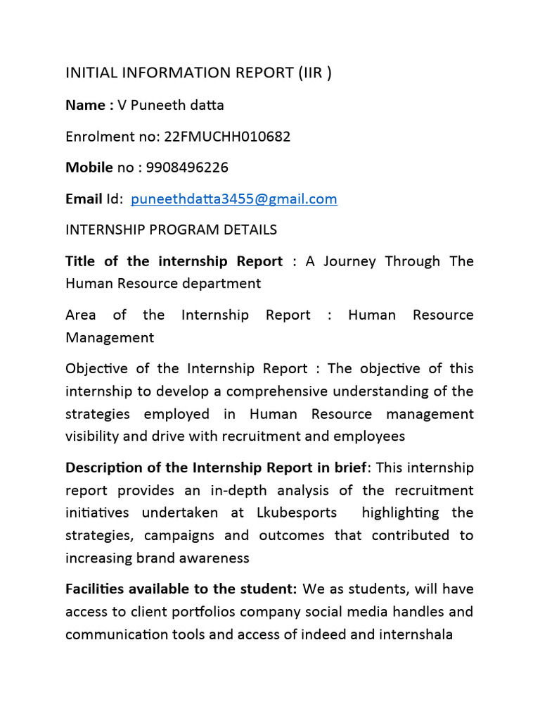 Initial Information Report | PDF