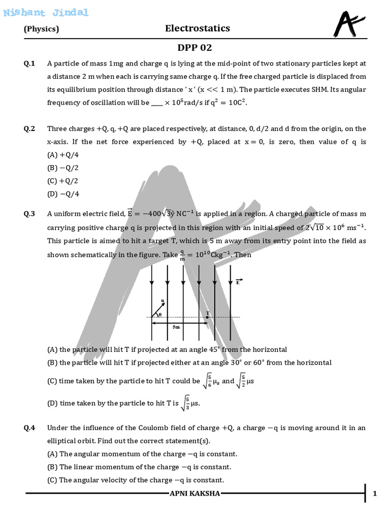DPP - 02 - Electrostatics | PDF | Electrostatics | Physics