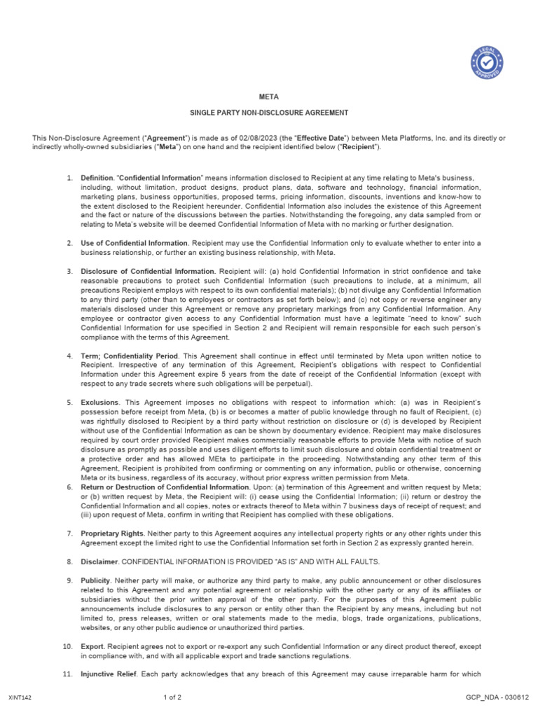 Gaming Creator Partnerships NDA | PDF | Non Disclosure Agreement ...