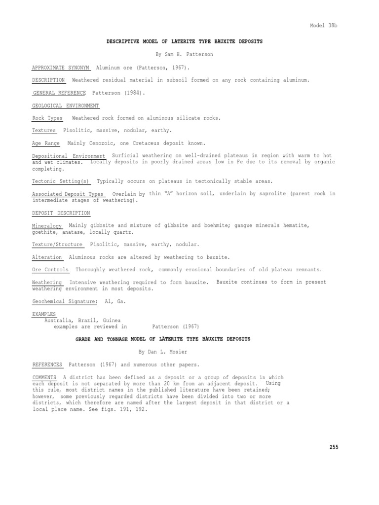 Descriptive Model of Laterite Type Bauxite Deposits | Download Free PDF ...