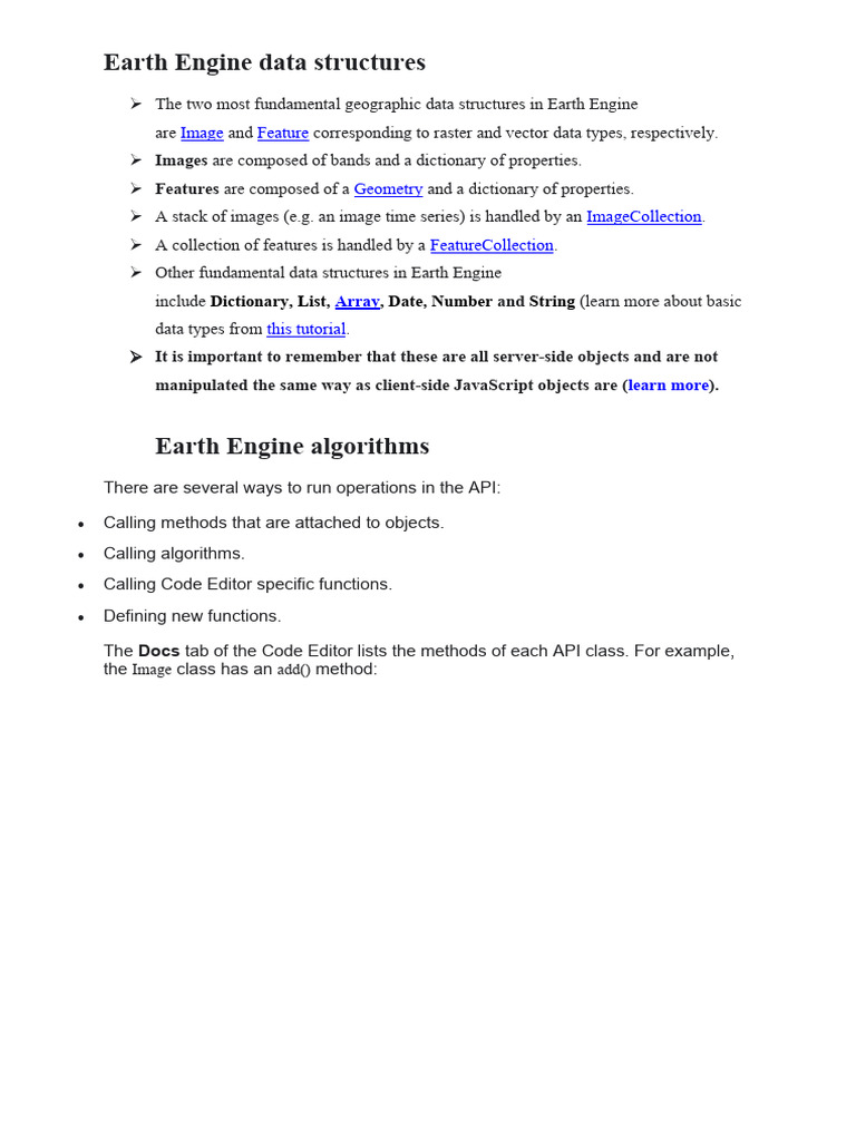 Earth Engine data structures | PDF Earth Engine data structures | PDF