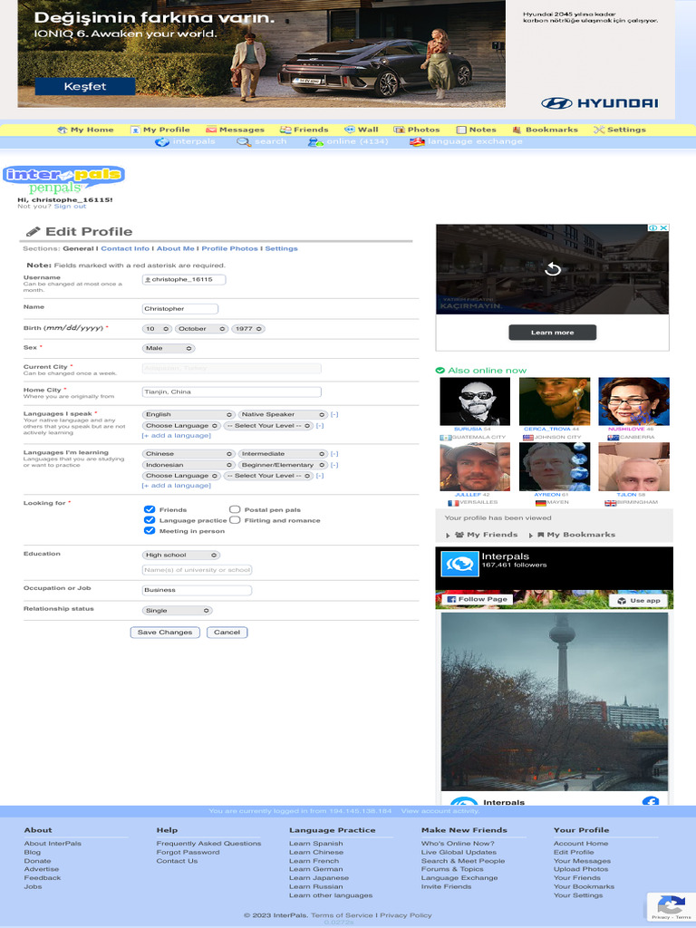 InterPals Penpals - Christophe - 16115's Profile | PDF | Internet Privacy | World Wide Web