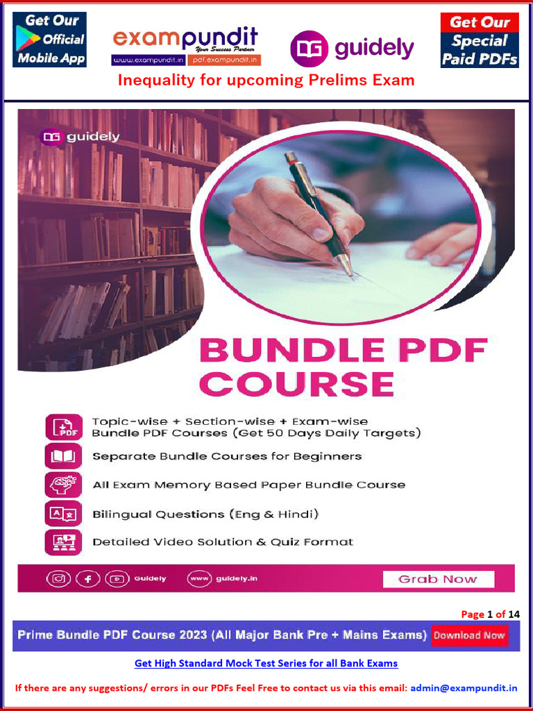 Inequality Free Pdf For Upcoming Prelims Exams Pdf Teaching Methods