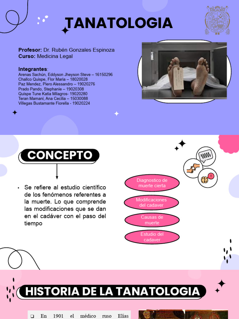 Grupo 12 Tanatologia Ppts | PDF | Descomposición | Autopsia Grupo 12 Tanatologia Ppts | PDF | Descomposición | Autopsia