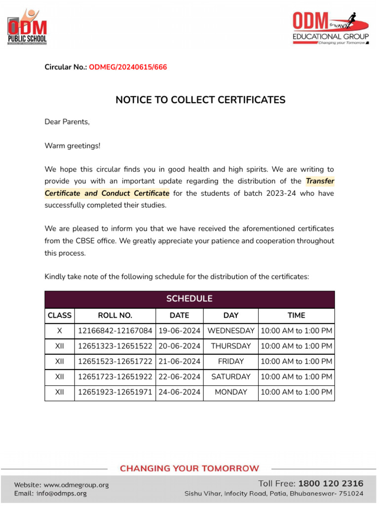 Notice To Collect Certificates | PDF | Career & Growth