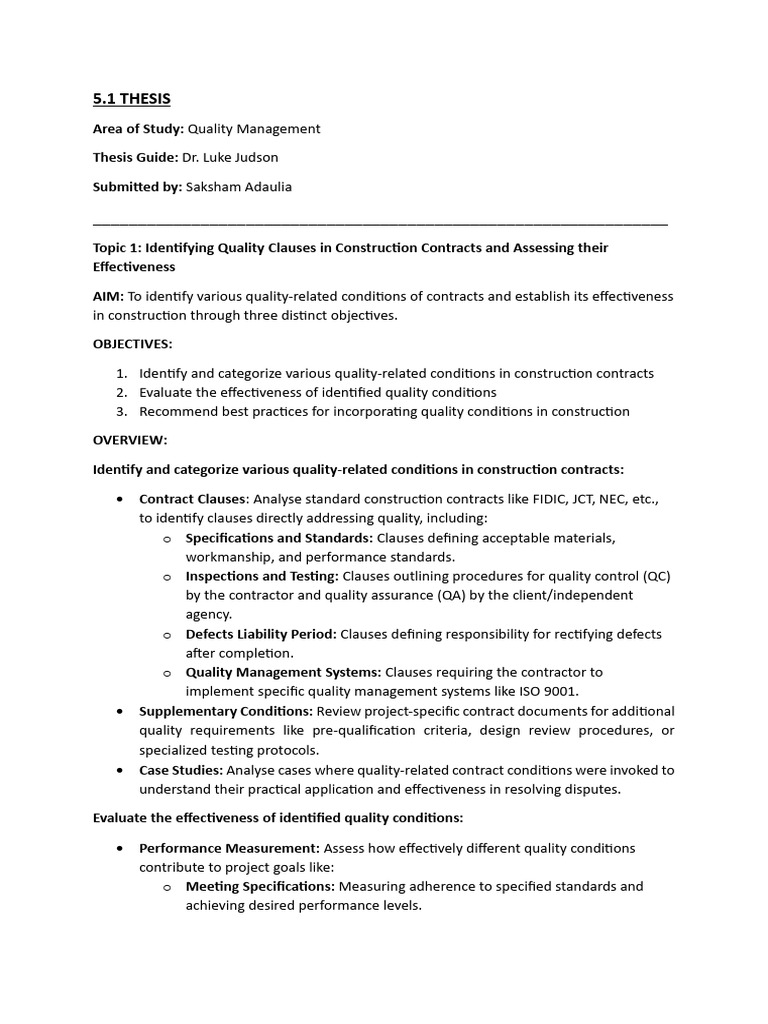 5.1 Thesis | PDF | Quality Management | Quality Assurance