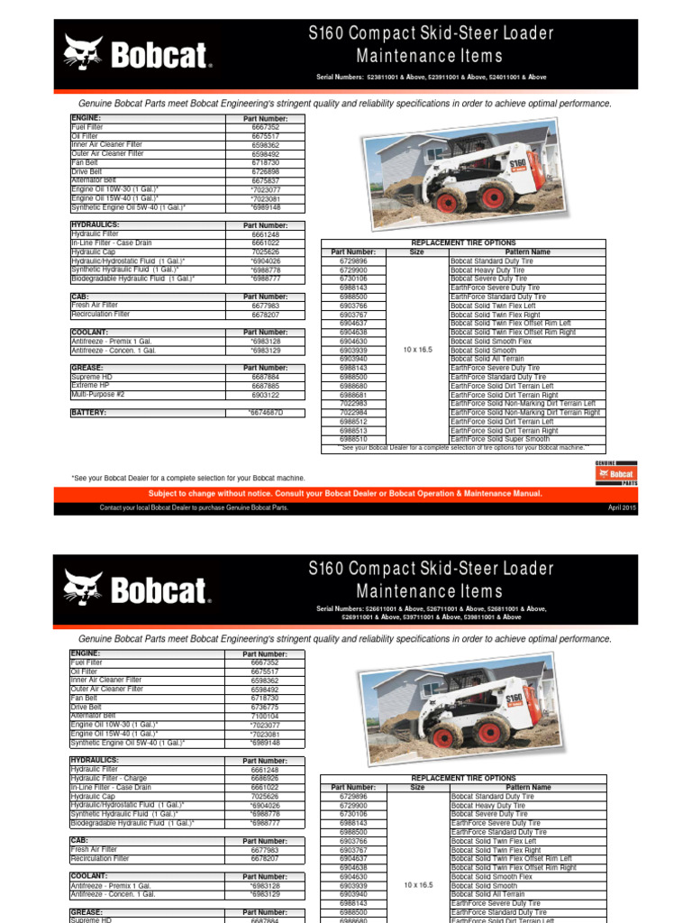 s160 4 Maintenance Chart | PDF | Tire | Motor Oil