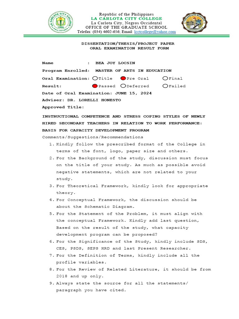 Bea Joy Locsin Maed Oerf | PDF | Thesis