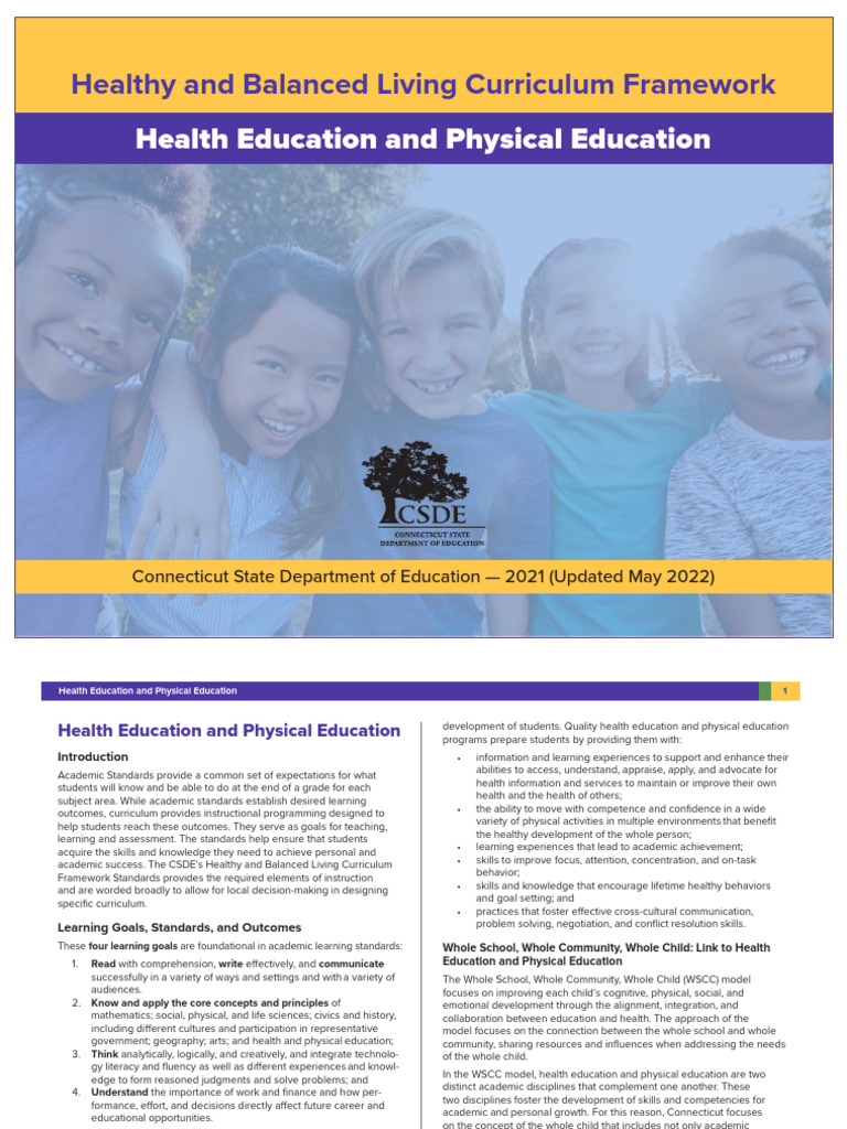 Healthy And Balanced Living Curriculum Framework May 2022 Pdf