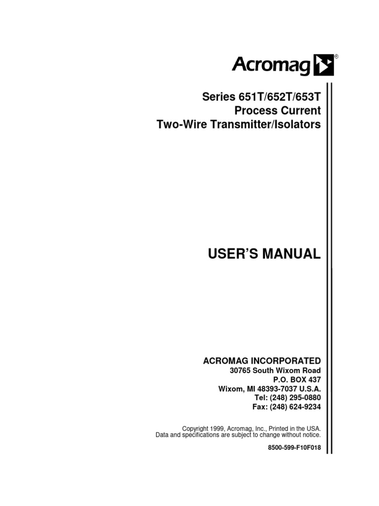 Acromag 651T - 652T - 653T - 599f Users Manual | PDF | Power Supply ...