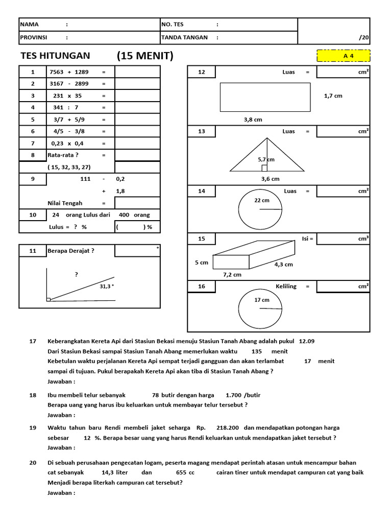 Soal Magang Jepang A4 | PDF