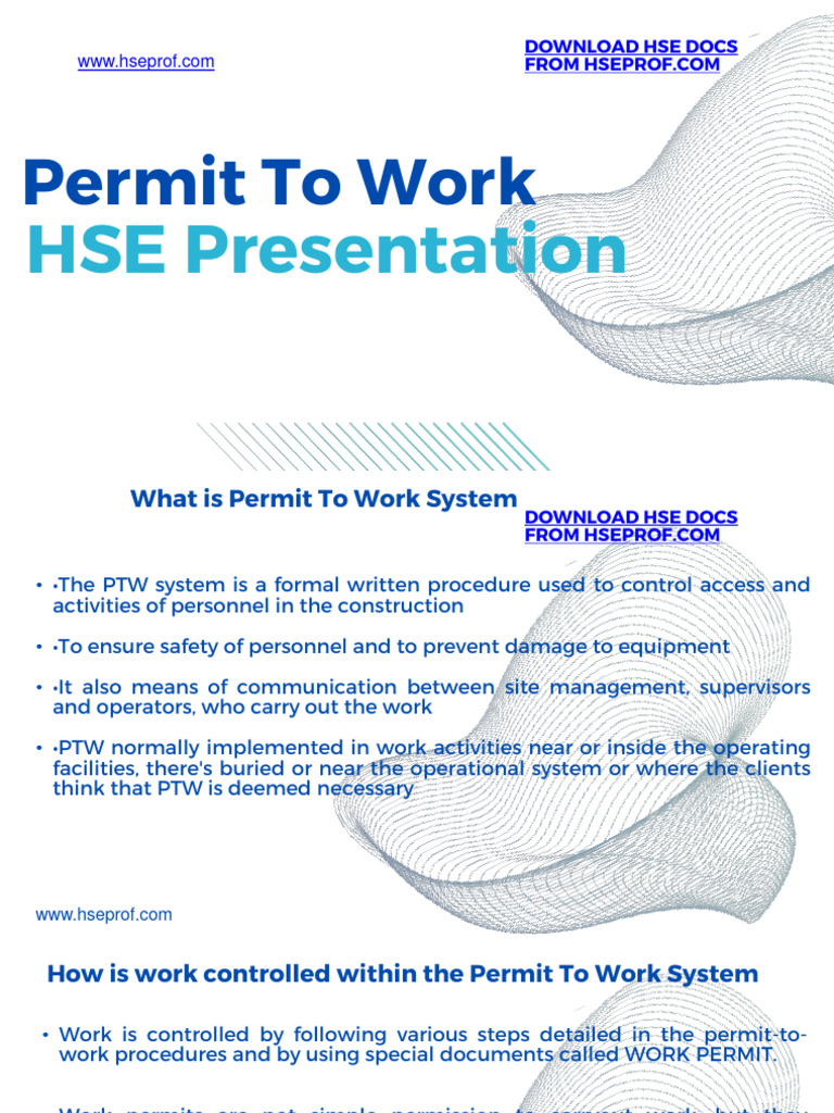 Permit To Work: HSE Presentation | PDF | Workplace | Safety