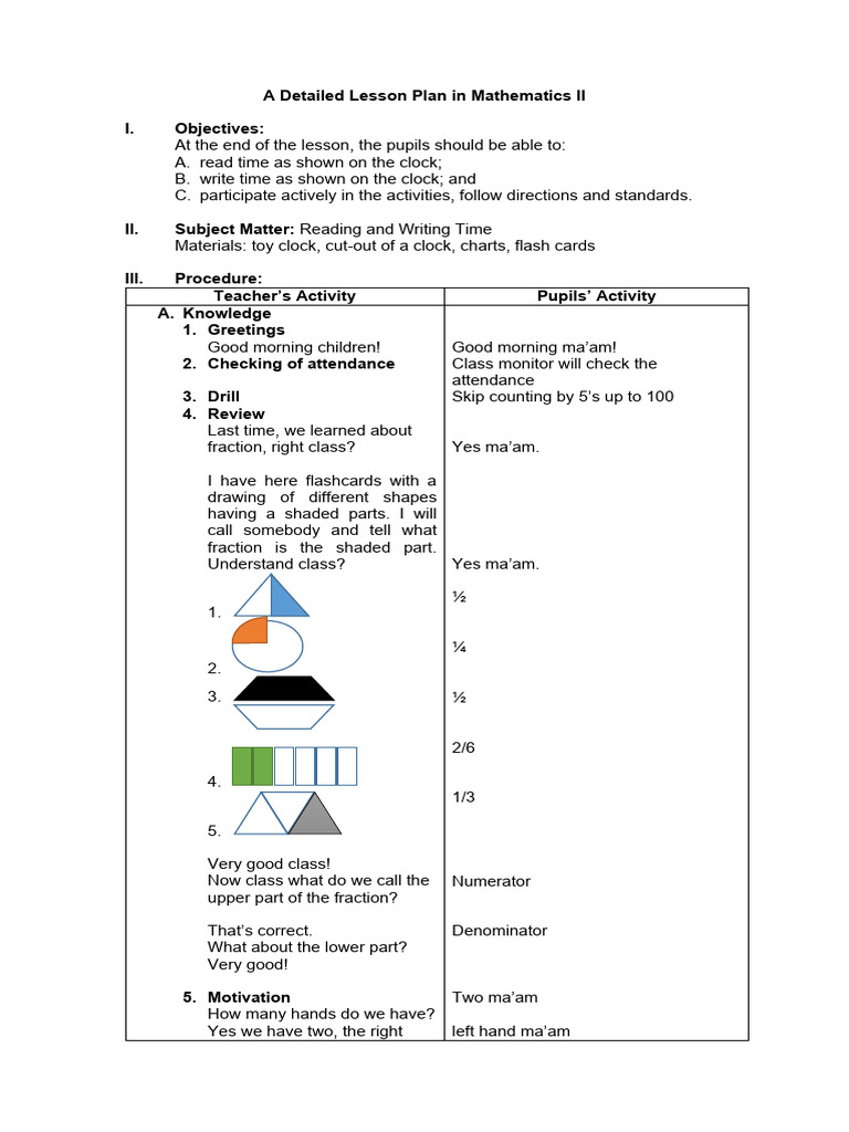 A Detailed Lesson Plan in Mathematics II | PDF | Flashcard | Behavior ...