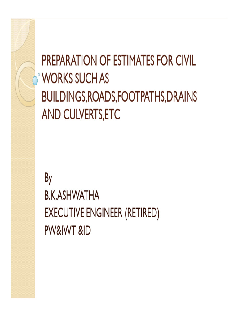 Civil Works Estimate Preparation Guide | PDF | Civil Engineering ...