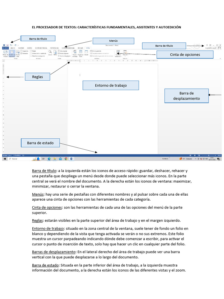 1 El procesador de textos | PDF | Ventana (informática) | Microsoft Word