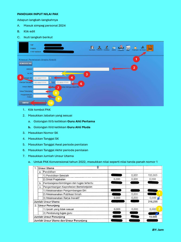 Panduan Mengisi Nilai PAK Di SIMPEG Lulus UKKJ 1 | PDF