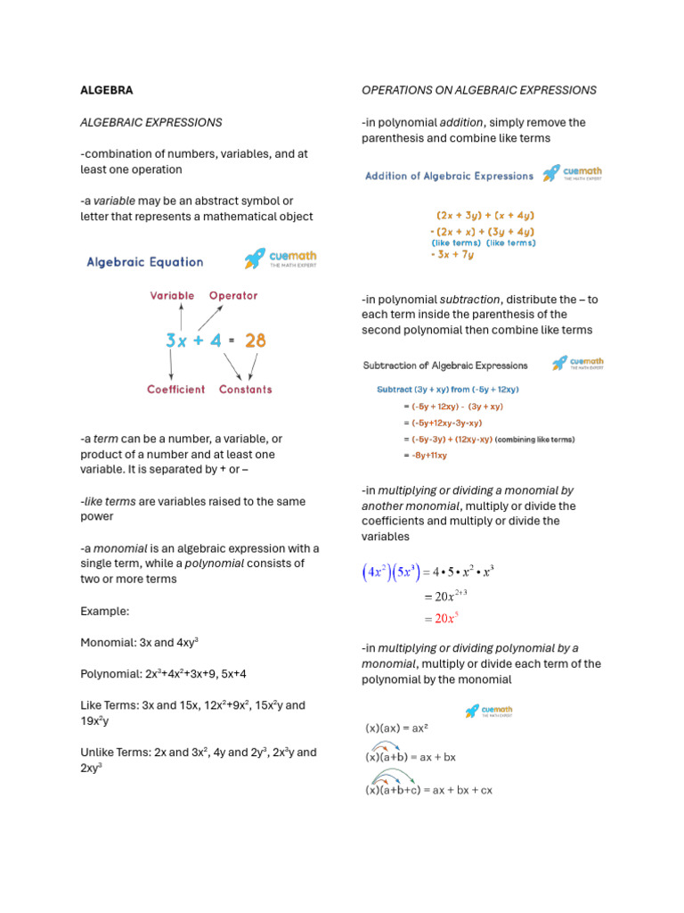 Handout Algebra Geometry | PDF | Polynomial | Algebra
