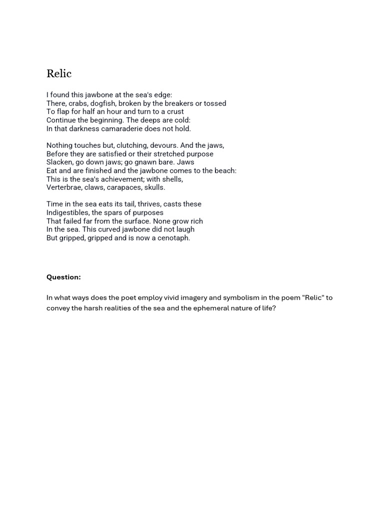 Relic | PDF | Art | Poetry