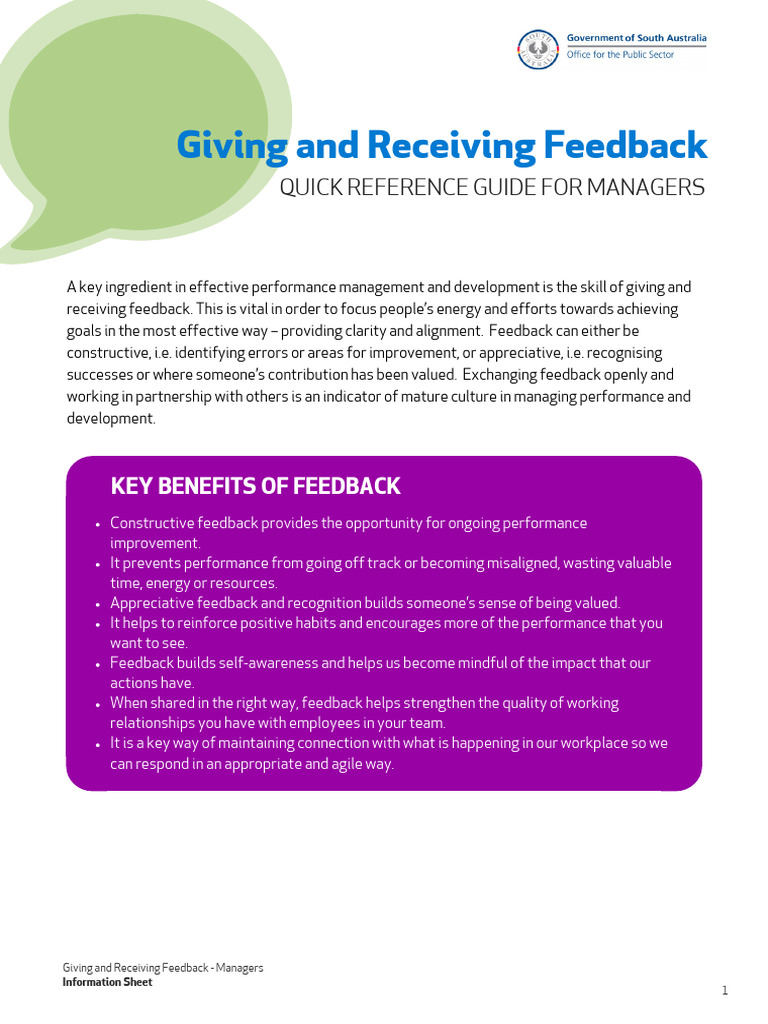 009 Giving Receiving Feedback Managers | PDF | Goal | Information