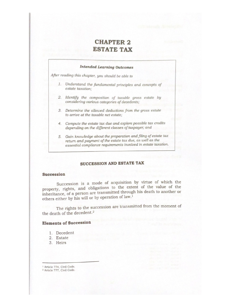 BUSLAW Chapter 2.2 (Estate Tax) | PDF