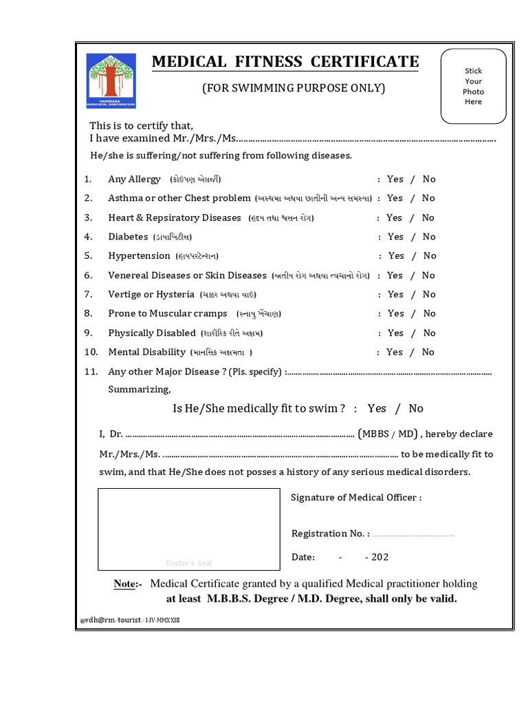 Fitness Certi Final | PDF | Doctor Of Medicine | Diseases And Disorders