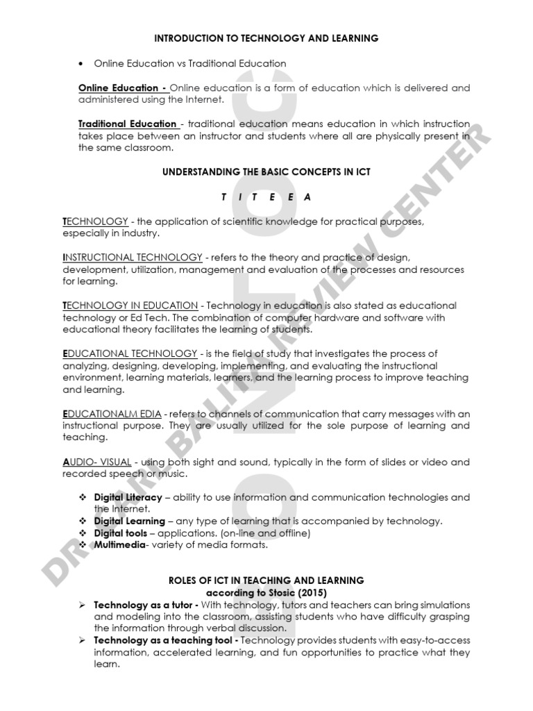 PED 5 Handout | Download Free PDF | Educational Technology | Learning