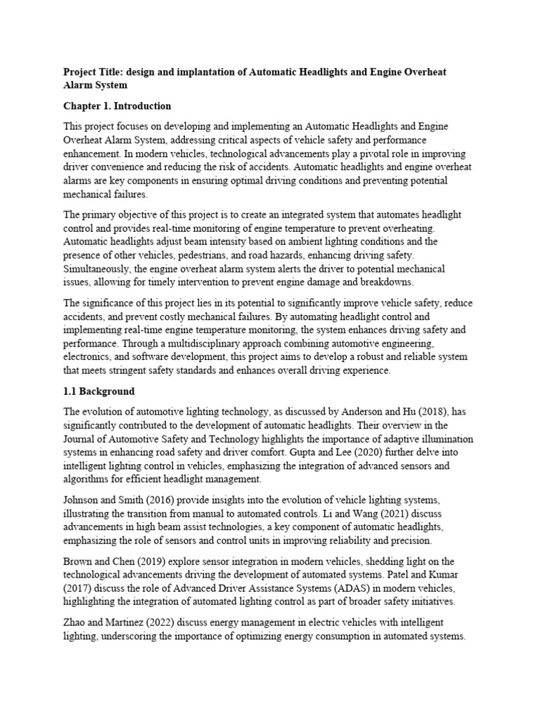 Automatic Headlights and Engine Overheat Alarm System | PDF | Headlamp ...